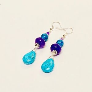 JK Designs | Jewelry | Bright Purple Jadeite Azurite Stone Earrings ...